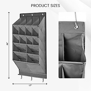 HAKACC Over The Door Shoe Organizer, Hanging Shoe Organizer Shoe Holder with Large Pockets Shoe Rack for Closet Home Grey