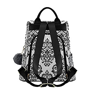 SLHFPX Floral Damask Backpack Purse For Women Anti Theft Fashion Back Pack Shoulder Bag Multipurpose Pockets