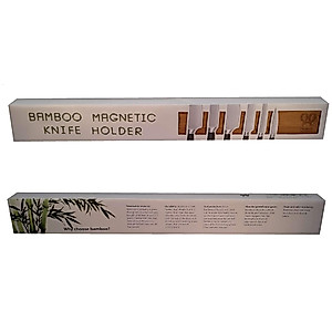 Eco friendly Bamboo wood magnetic knife holder, 17 inch knife strip or bar in gift box. Premium Presents brand.