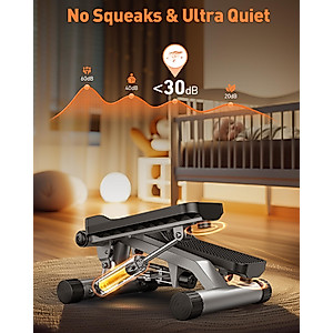 Sportsroyals Stair Stepper for Exercise, Mini Steppers with Resistance Band, Hydraulic Fitness Stepper Exercise Home Workout Equipment for Full Body Workout, 330lbs Weight Capacity