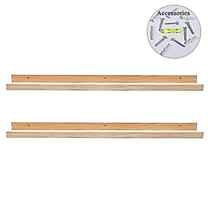 AZSKY Wood Floating Shelves for Wall 36 Inches Long Wood Photo Picture Ledge Shelf with Lip Kids Bookshelf and Wood Wall Shelves for Nursery Decor a Set of 2
