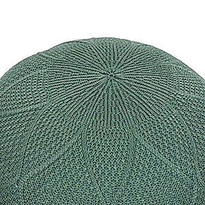 ARTPLAN Outdoor Pouf Ottoman Foot Rest Hand Weaving Knight Home Nahunta Pouf Round Kintted Olefin,Green