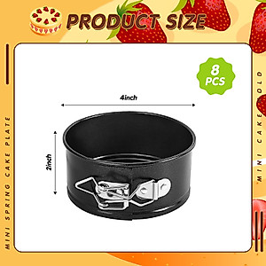 Sunnyray 8 Pcs 4 Inch Springform Pan Mini Springform Pan Small Leakproof Round Cake Pan Mini Cheesecake Pan with Removable Bottom Nonstick Baking Cake Mold for Mini Cheesecake Pizza (Black)