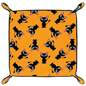 Feichanghao Cute Black Cat Dice Tray Dice Rolling Tray Holder Storage Box Dice Tray for RPG DND Table Games Dice Tray