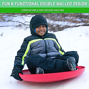 GoSports 29" Heavy-Duty Winter Snow Saucer with Padded Seat and Hand Pull Strap - Choose Your Style