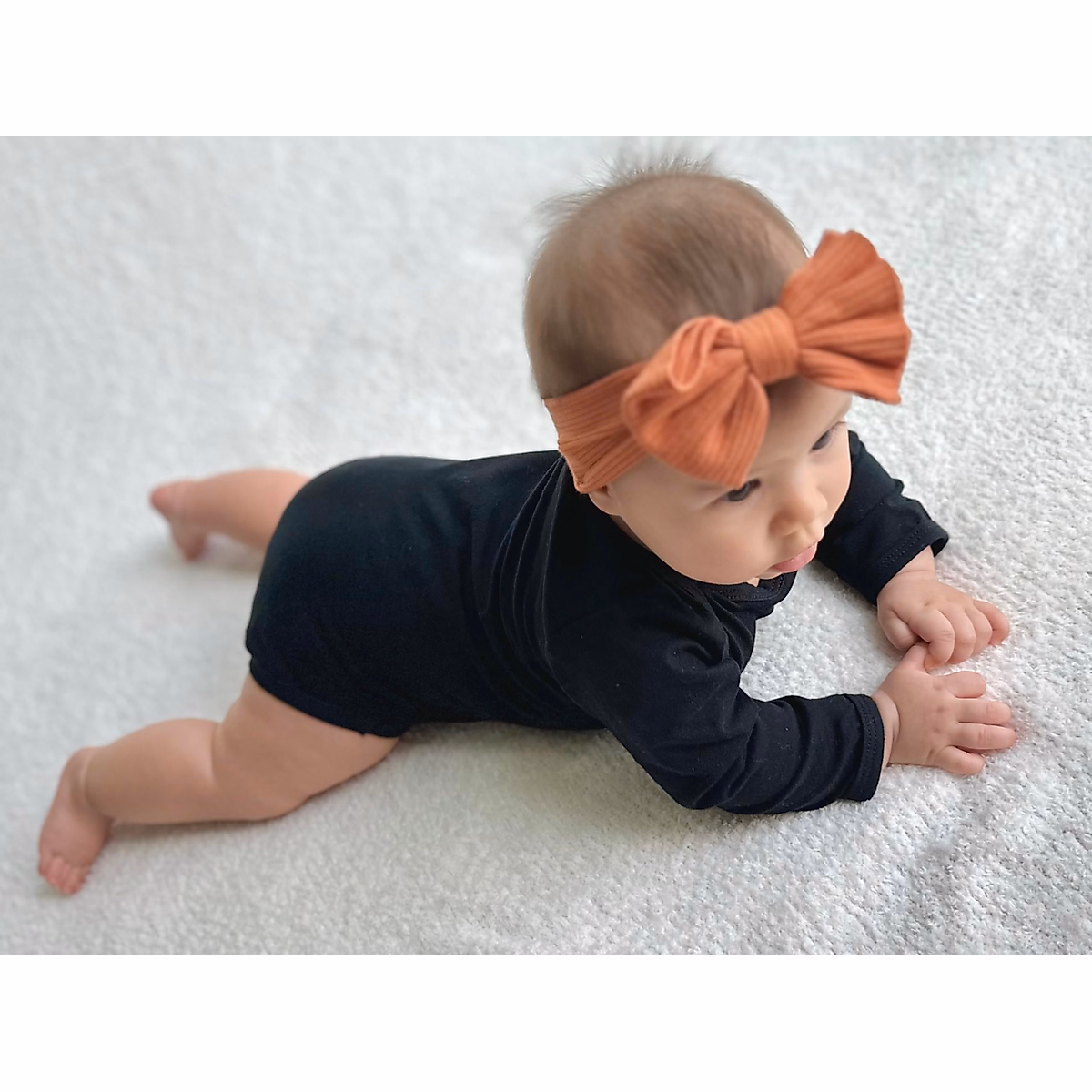 123 Bear Baby Bodysuits Soft Cotton Spandex Long Sleeve and Short Sleeve (Black 2-Pack Long Sleeve, 0-3 Months)