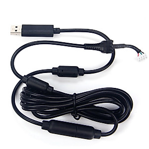 USB 4Pin Converter Line Cord Cable + Breakaway Adapter Replacement Fit for Xbox 360 Wired Controller (Black)