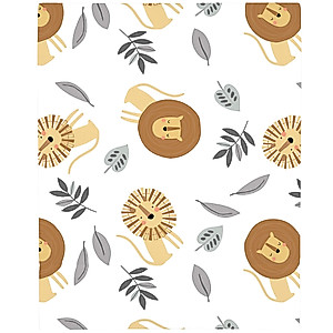 NoJo Lion Brown, Grey and Yellow Fitted Super Soft Crib Sheet