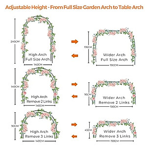 Mr.Ton Garden Arch Trellis for Climbing Plants Outdoor, Metal 7.8ft Wide Arbor Arches for Raised Beds, Arched Pergola for Garden Wedding Decoration, Green