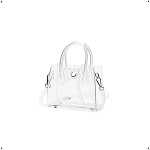 LAM GALLERY Mini Clear Purse,PVC Plastic Mini Clear Bag,Trendy Small Top Handle Clutch Handbag Crossbody Bag