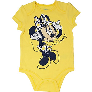 Disney Minnie Mouse Mickey Mouse Donald Duck Newborn Baby Girls 5 Pack Bodysuits Yellow 0-3 Months