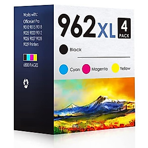 INKjetsclub HP 962XL High Yield Compatible Ink Cartridges Pack Works for HP OfficeJet Pro 9010, 9012, 9013, 9014, 9015e, 9016, 9018, 9019, 9020, 9025 Printers. 4 Pack (Black, Cyan, Magenta, Yellow)