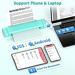 Itari Portable Printer Wireless for Travel - M08F-Letter Bluetooth Tattoo Stencil-Printer Support 8.5" X 11" US Letter, No-Ink Thermal Compact Printer, Compatible with Android and iOS Phone & Laptop