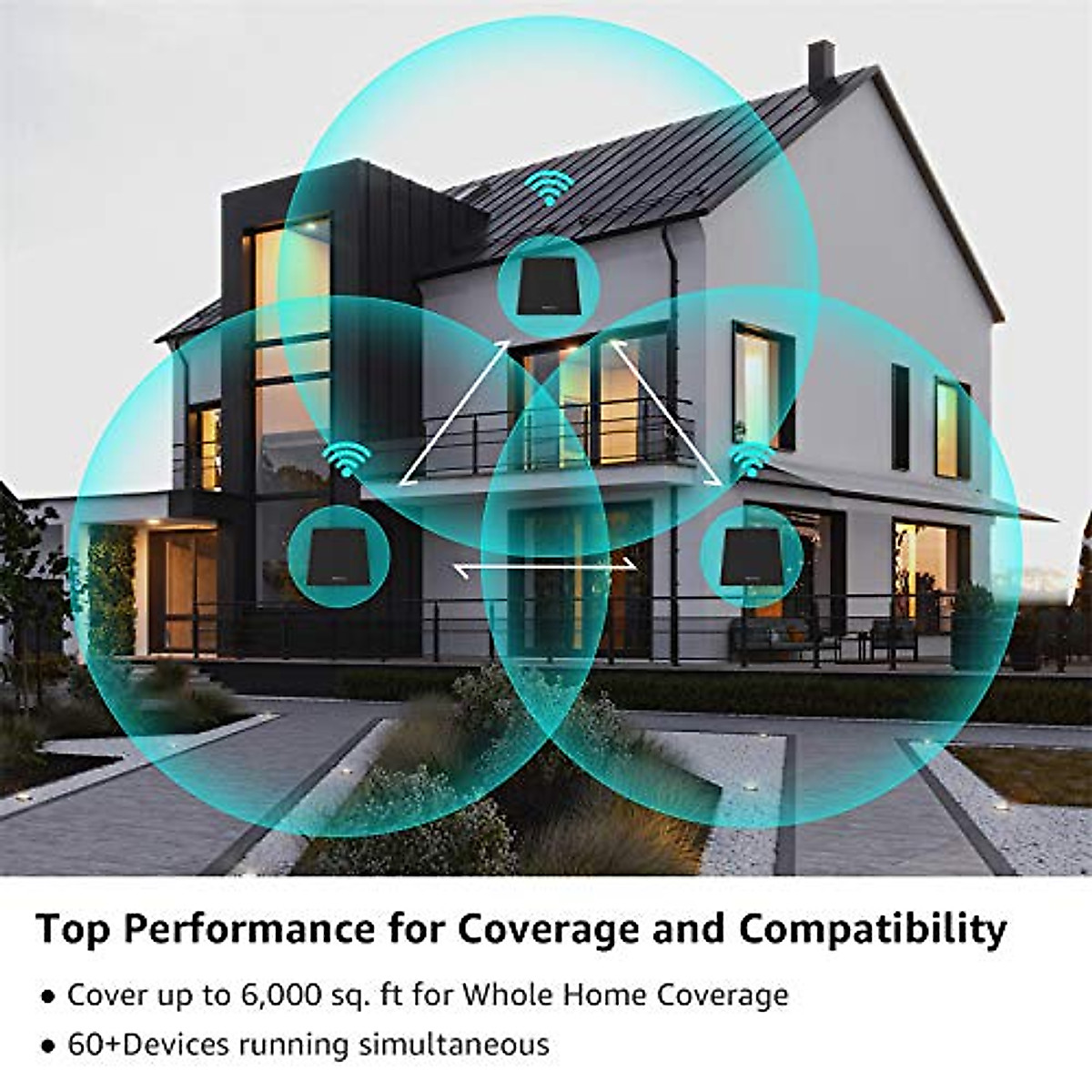 Meshforce Mesh WiFi System M3s Suite (Set of 3, Midnight Black) - Gigabit Dual Band Mesh Network, Wireless Internet System for Home, WiFi Coverage up to 6+ Bedrooms
