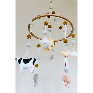 Sorrel + Fern Baby Crib Mobile - Nursery Decoration and Baby Shower Gift for Boys & Girls, Farm Animals