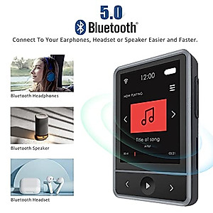MP3 Player with Bluetooth 5.0, Portable Sport Clip Walkman 32GB MP3 Player with FM Radio Stopwatch Pedometer Voice Recorder for Sport Running Ultralight Wearable Small Music Player