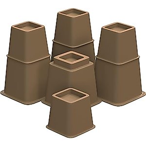Lufia Bed Furniture Risers Heavy Duty, Elevation in Heights 8, 5 or 3 Inch, Adjustable Furniture Risers for Sofa, Table, Couch, Chair or Desk, Supports up to 1,300 lbs (Set of 4, Brown)