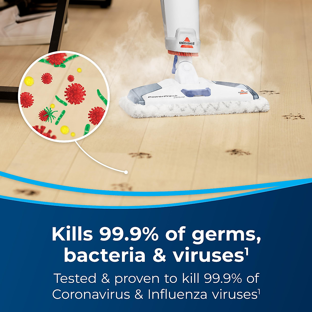 Bissell Steam Mop, Steamer, Tile, Hard Wood Floor Cleaner, 1806, Sapphire Powerfresh Deluxe