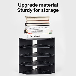 Deli Collapsible Magazine File Holder, Desk Organizer Document Folder for Office Organization and Storage, 4 Vertical Compartments, Dark Grey