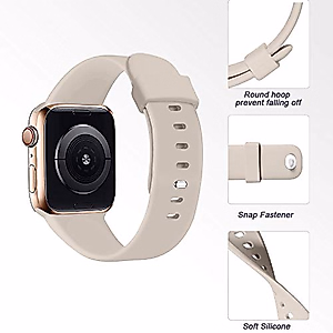 NUKELOLO Sport Band Compatible with Apple Watch Bands 41mm 40mm 38mm, Soft Silicone Replacement Strap Compatible for iWatch SeriesSE 7 6 5 4 3 2 1 Women Men [38/40/41mm Size in Stone Color]