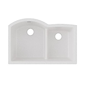 Elkay Quartz Classic ELGHU3322RWH0 White Offset 60/40 Double Bowl Undermount Sink with Aqua Divide