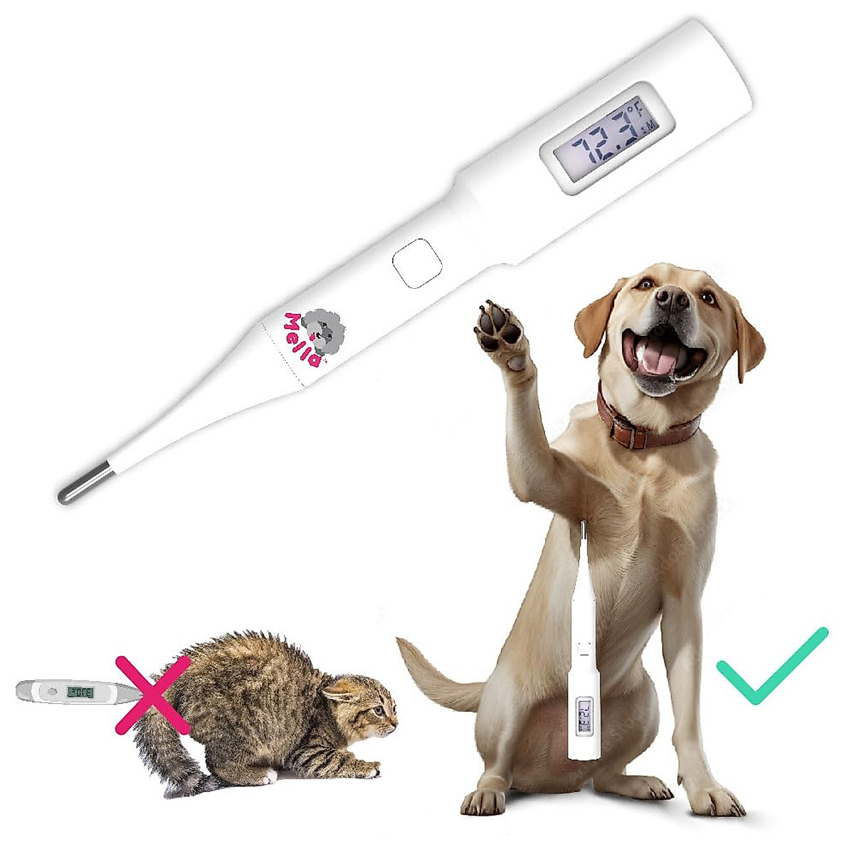 Mella Pet Thermometer - Non-Invasive - Underarm Fever Detection for Dog & Cat - Puppy Essentials and Pet Supplies