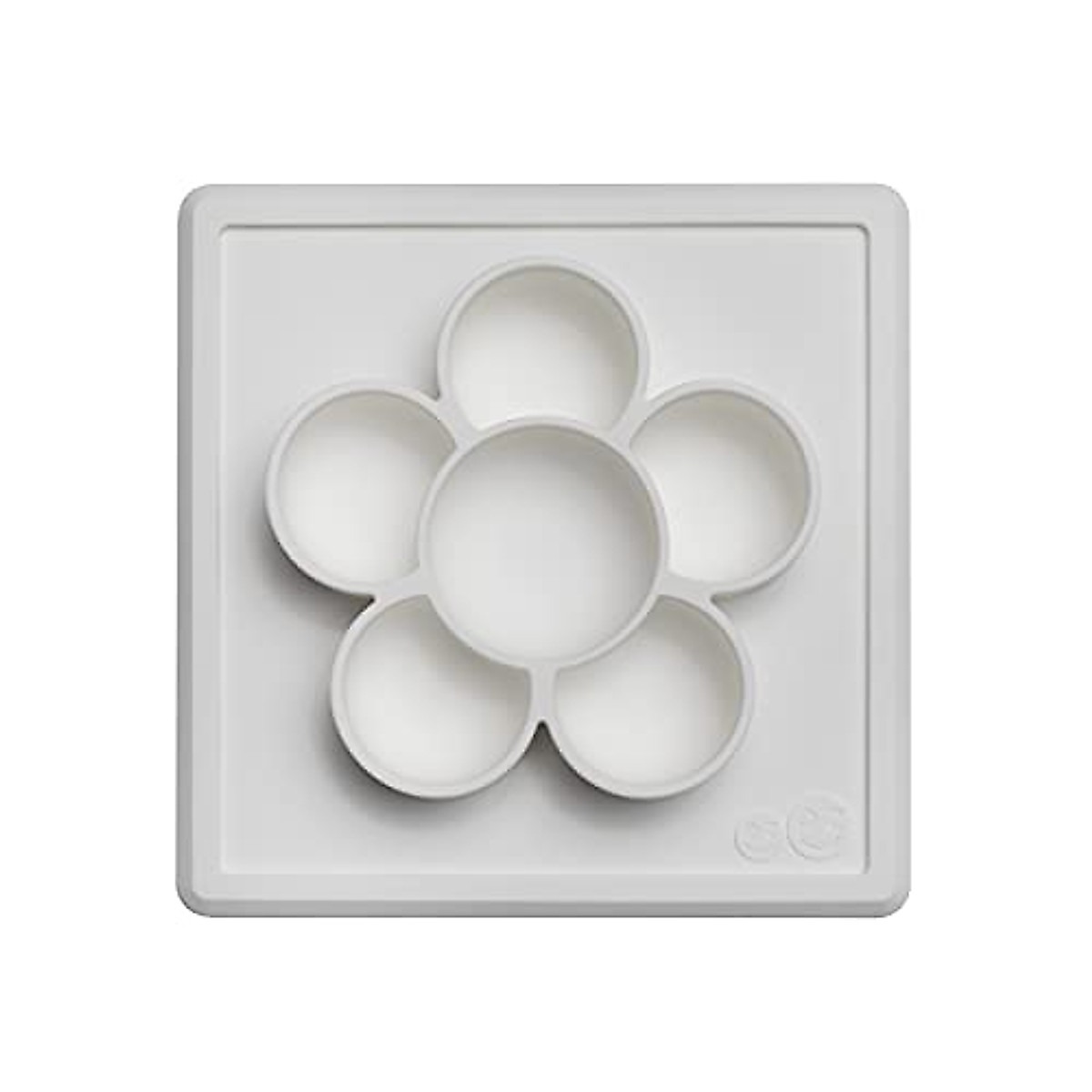 ezpz Mini Play Mat - 100% Silicone Suction Flower Plate with Built-in Placemat for Infants + Toddlers - Crafting + Snacks - Divided Plate - Dishwasher Safe (Cream)
