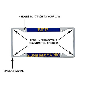 Desert Cactus Sigma Gamma Rho Metal License Plate Frame for Front or Back of Car (Metal - Standard)