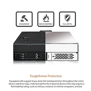 ICY DOCK ToughArmor MB105VP-B 2 x U.2 / U.3 NVMe PCIe 4.0 64Gbps SSD (up to 15 mm) to 1 x SlimSAS 8i (SFF-8654) Removable Frame Housing in 1 x 5.25 Inch Bay Black Complete Metal