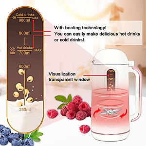 Swity Home Soy Milk Maker 23oz/30oz, Glass Interior Non-Stick Bottom, 6-In-1 Soymilk Maker Machine for Smooth Nut Almond Oat Coconut Plant-based Milk Congee Juice Boil Water, Free Filtering/Auto Clean