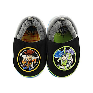 Toy Story Woody Buzz Boys Toddler A-Line Slippers (7-8 M US Toddler, Black)