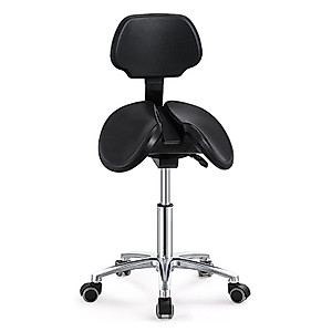 JMYSD Ergonomic Split Seat Style Backrest Saddle Stool Adjustable Dentist Doctor Saddle Chair for Hospital Laboratory Salon Office Home,A