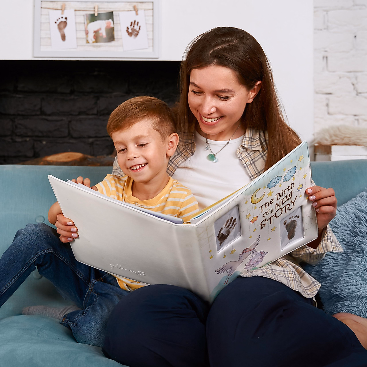 Keepsake Baby Memory Book Girl Boy – Timeless Leather-Bound Baby Milestone Book – Baby Book Keepsake Record First 5 Years – Gender Neutral Baby Scrapbook Album, Baby Album Journal Registry Search Gift