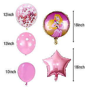 Happy Birthday Set Princess Sleeping Beauty Foil Balloons for Kids Birthday Baby Shower Princess Theme Party Decorations
