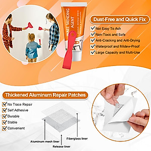 Mckanti 2 Pcs Drywall Repair Kit, Spackle Plaster Wall Repair kit Drywall Hole Patch Kit with Wall Mending Agent, Scrapers, Large Hole Drywall Patch, Sandpaper and Gloves for Wall Surface Crack Fill