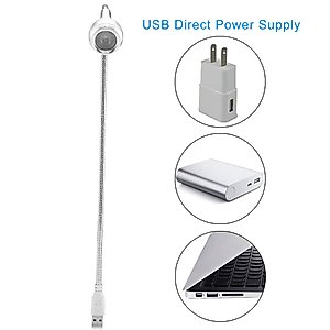 01 Friendly to Eyes Easy to Use LED Mini USB Lamp, No Flicker USB LED Lamp, for Desk(Silver, Warm Light)