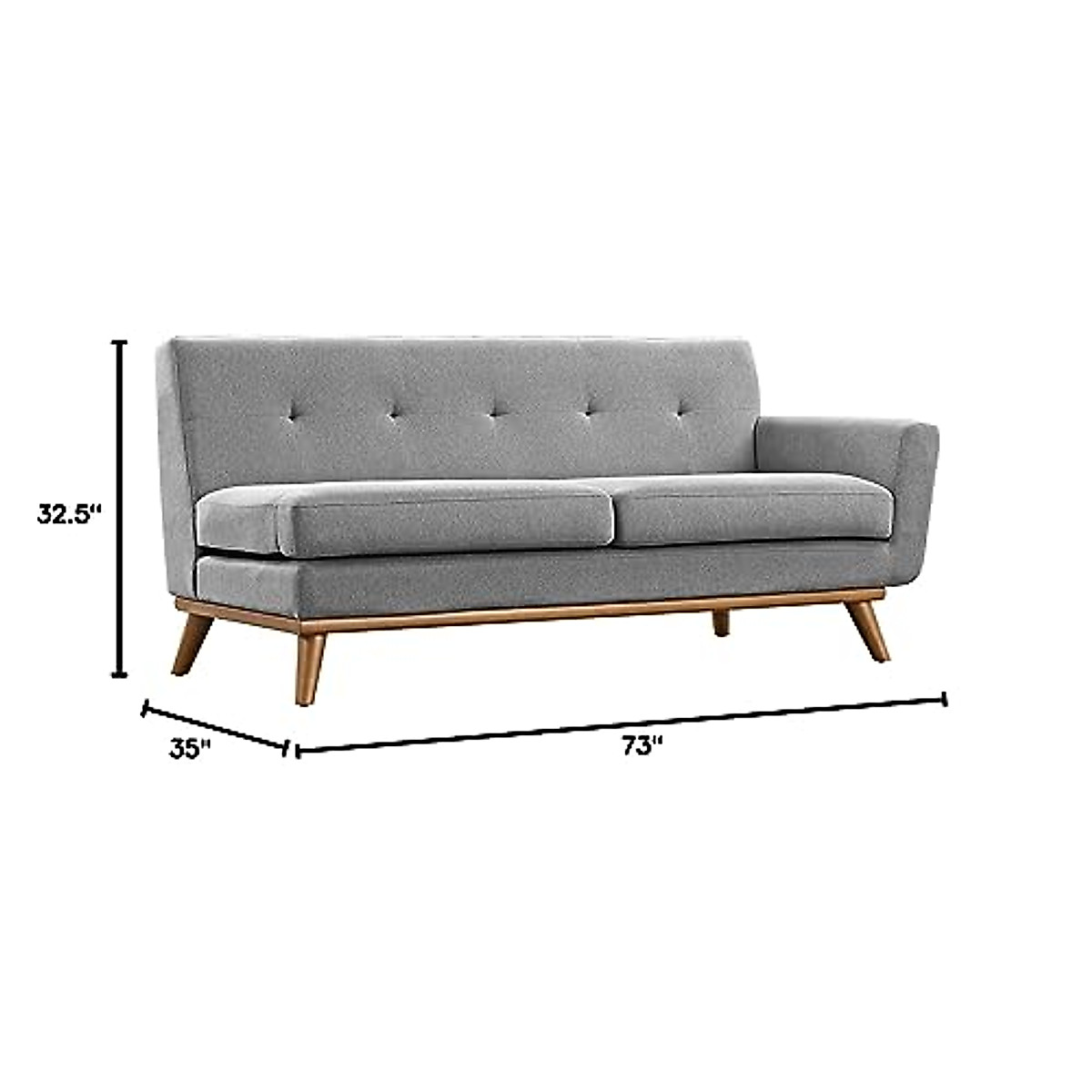 Modway Engage Mid-Century Modern Upholstered Fabric Left-Facing Sectional Sofa in Expectation Gray