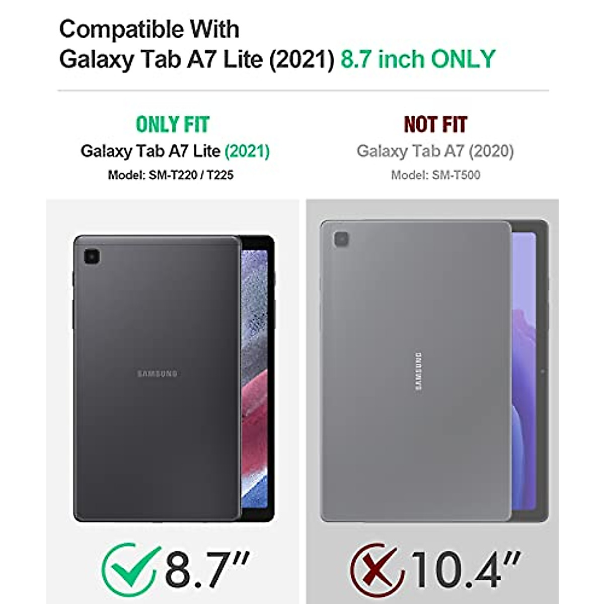 Poetic Explorer Heavy Duty Folio Case Designed for Samsung Galaxy Tab A7 Lite 8.7 Inch (SM-T220/T225/T227),Two Layers Tough Drop Protection Stand Protective Case Cover, Black