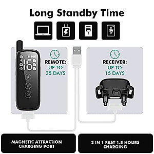 Heaflex Dog Shock Collar with Remote, Dog Training Collar for Small Medium Large Dogs, Electronic Dog Collar Rechargeable with Shock Mode, 3 Safe Training Modes, Range up to 1640ft, for 2 Dogs （Black）