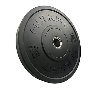 HulkFit Sport Series 2" Olympic Shock Absorbing Rubber Bumper Weight Plates for Barbells - Black 35 lb Single