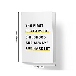 Happy 60th Birthday Card for Men Women, Funny 60th Birthday Cards for Husband Wife Dad Mom Brother Sister Friend, 60 Years Old Birthday Card, 60 Birthday Card with Envelope, Karto Yellow Childhood