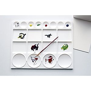 Bella Bora Paint Palette with 20 Wells | Painting Supplies Tray for Watercolor, Oil, Acrylic Paints | Empty Plastic Wet Artist Mixing Art Paint Holder Organizer for Painters and Kids | 13" x 9.875"