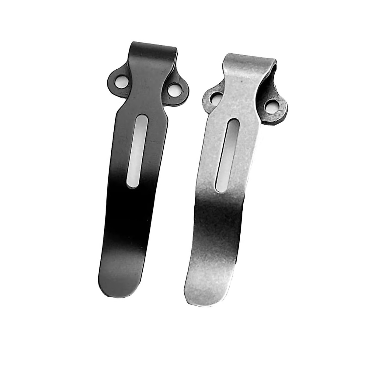 2Pcs Silver,Black Deep Carry Pocket Clip Stainless Steel Folding Knife Back Clips for Knife 515 535 Series Practical Waist 2 Hole Support Stand Grip DIY Outdoor Accessories Tool,Knives,Parts and