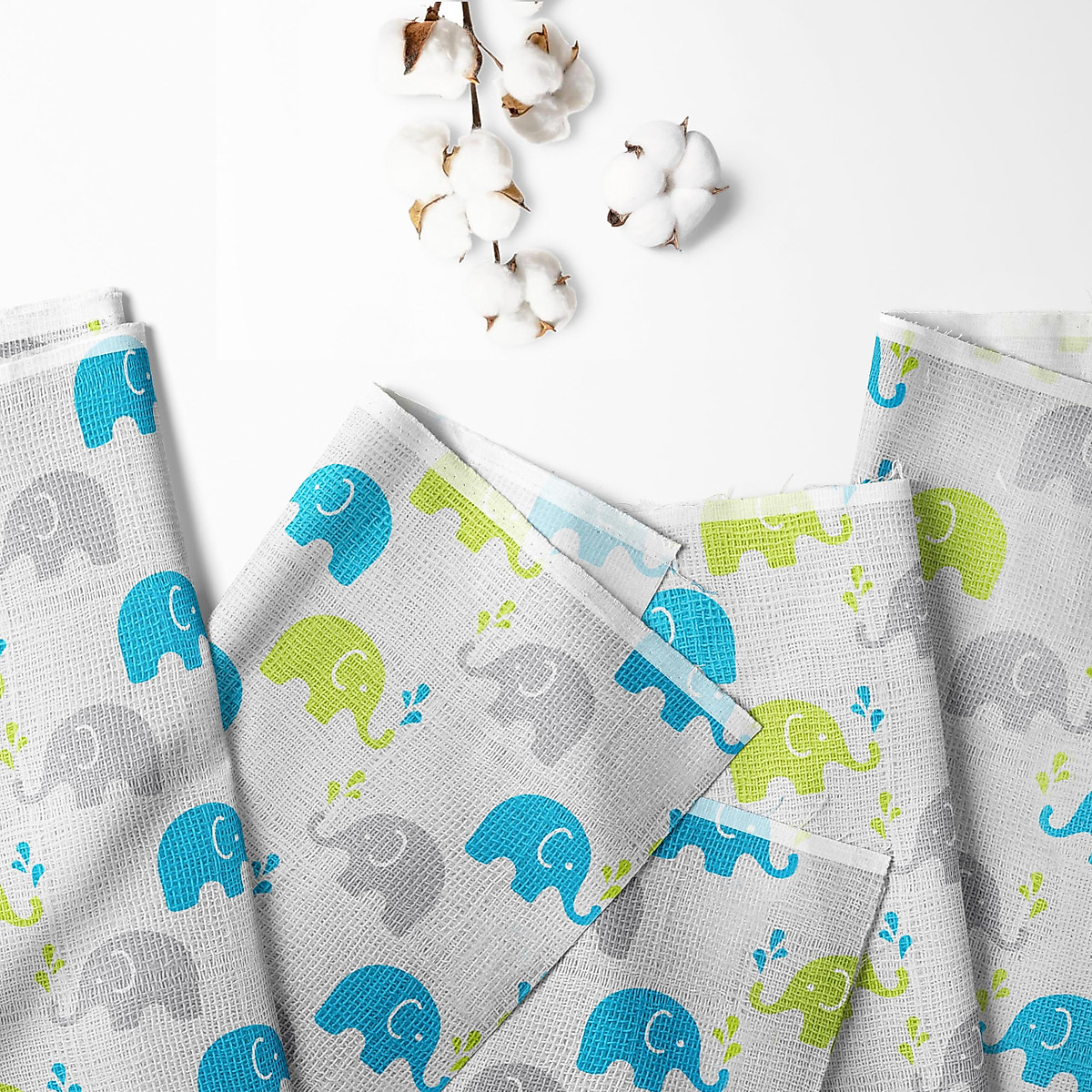 Bacati 2 Piece Elephants Muslin Crib Sheets, Blue/Grey
