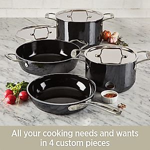 All-Clad FusionTec Ceramic and Steel Core Stockpot 7 Quart Induction Oven Broiler Safe 500F Pots and Pans, Cookware Onyx