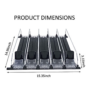 NagTour Drink Organizer for Fridge - Soda Dispenser Display with Smooth and Fast Pusher Glide - Width Adjustable (5, 38CM)