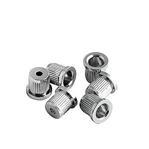 Bogart Guitar String Ferrules String Through Body Rear Mount Bushings String Caps for Fender Strat Tele Style Electric Guitar Chrome Set of 6Pcs.