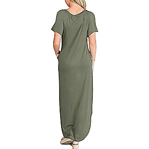 ANRABESS Women's Summer Maxi Dress Casual Loose T-Shirt Dress s Long Dress Short Sleeve Split A222-ganlanlv-M