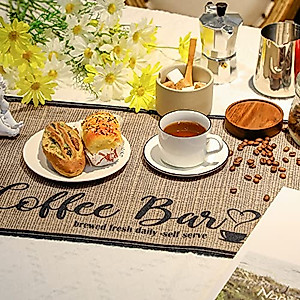 2 Pieces Coffee Bar Mat,Coffee Bar Accessories 20 x 14 Inch Coffee Bar Decoration Coffee Placemats for Coffee Machine, Coffee Bar, Countertops,Coffee Station Accessories (Coffee Time)