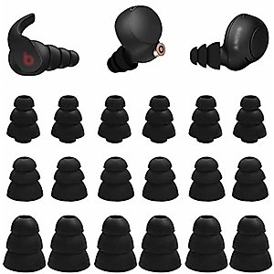 9 Pairs Compatible with Beats Studio Buds + / Fit Pro/WF-1000XM5 / WF-1000XM4 Triple Flange Ear Tips, Noise Reduce Silicone with 4mm Connector Hole Fit for Most 4mm - 5mm in-Ear Earphones - Black
